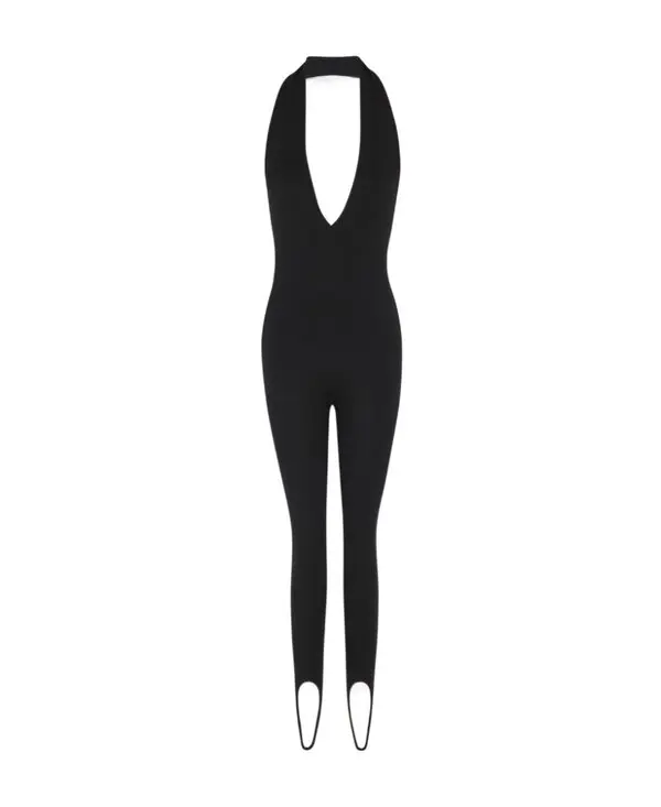 Saint Laurent Halterneck Open-back Sleeveless Jumpsuit - Black