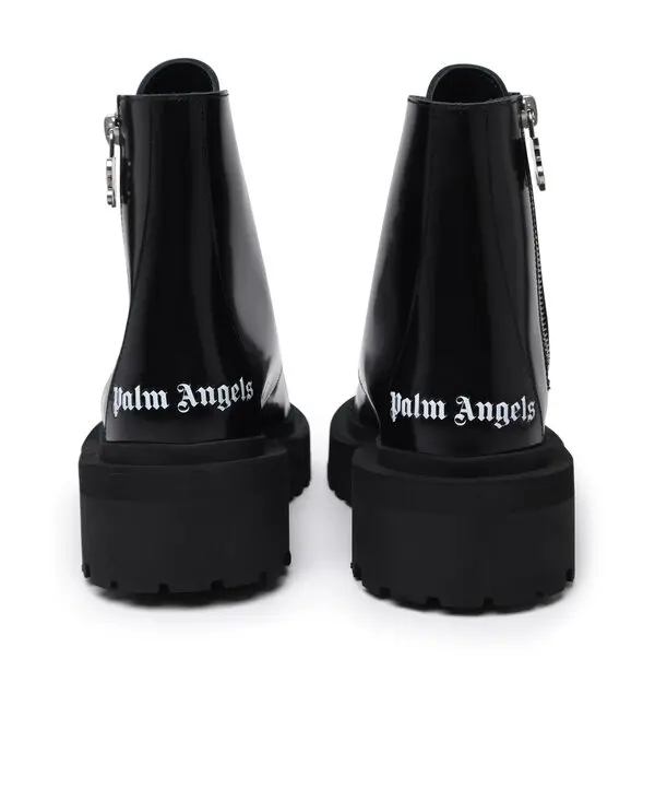 Palm Angels Logo Printed Round Toe Lug Sole Boots