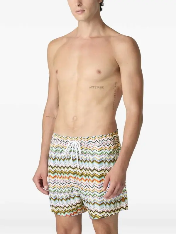 Missoni Irregular Zigzag Print Mid-length Swim Shorts - Multicolor