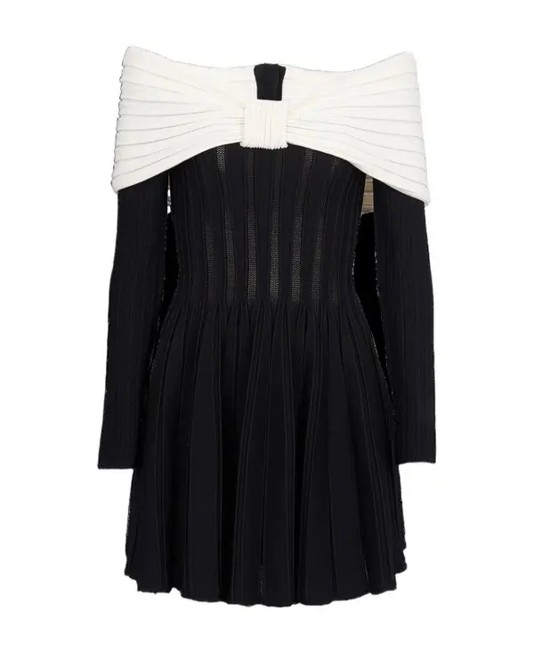 Balmain Off-the-shoulder Skater Dress With Bow Detail