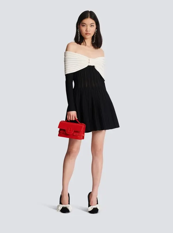 Balmain Off-the-shoulder Skater Dress With Bow Detail