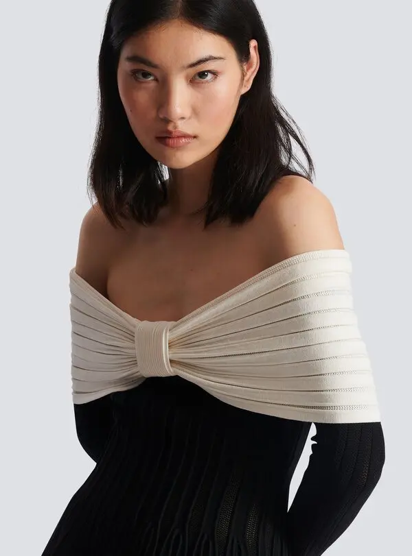 Balmain Off-the-shoulder Skater Dress With Bow Detail