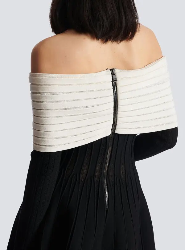 Balmain Off-the-shoulder Skater Dress With Bow Detail