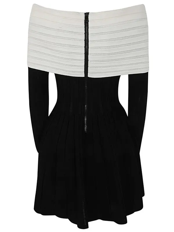 Balmain Off-the-shoulder Skater Dress With Bow Detail