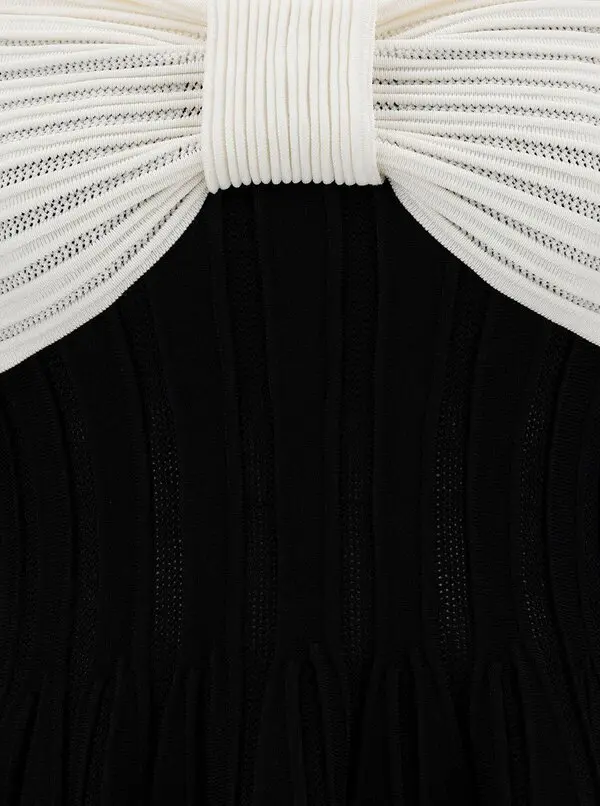 Balmain Off-the-shoulder Skater Dress With Bow Detail
