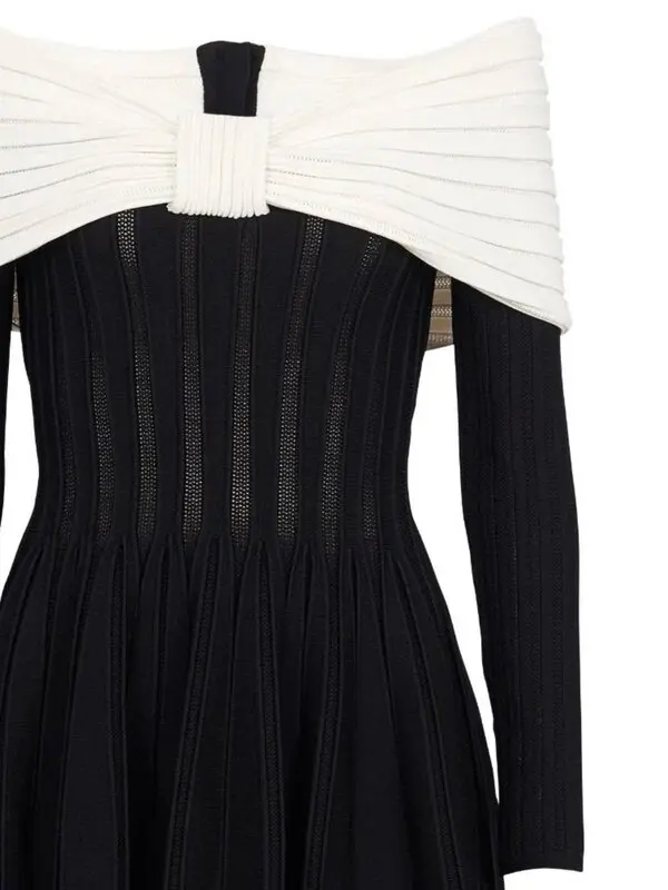 Balmain Off-the-shoulder Skater Dress With Bow Detail
