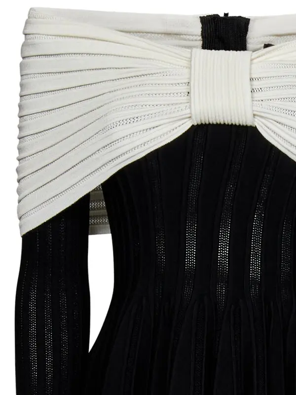 Balmain Off-the-shoulder Skater Dress With Bow Detail