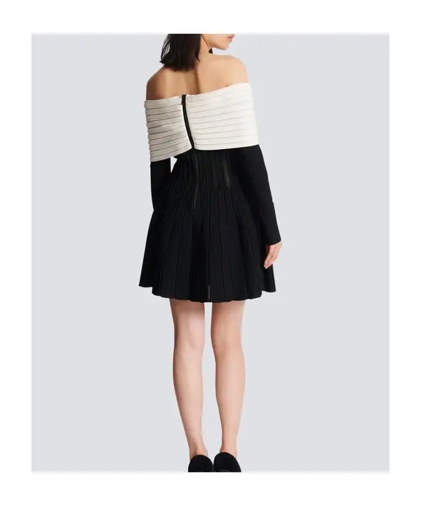 Balmain Off-the-shoulder Skater Dress With Bow Detail