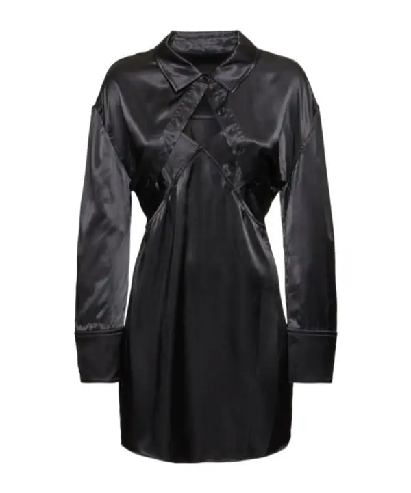 Alexander Wang Satin Viscose Slip Dress With Bolero - Black