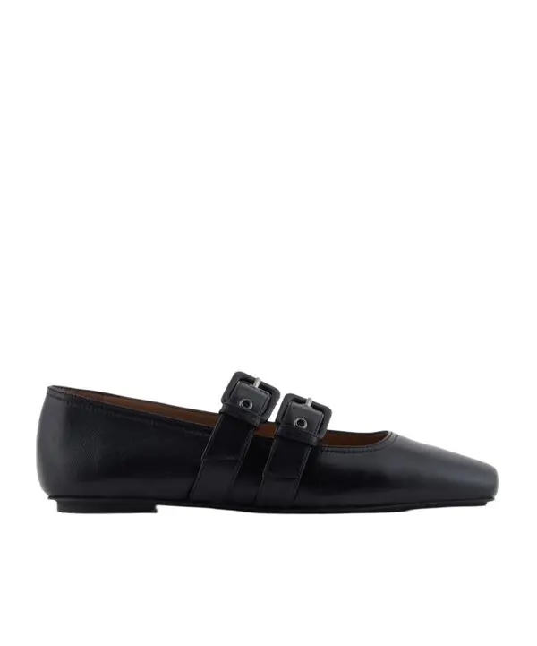 Emporio Armani Buckle-strap Ballet Flats - Black