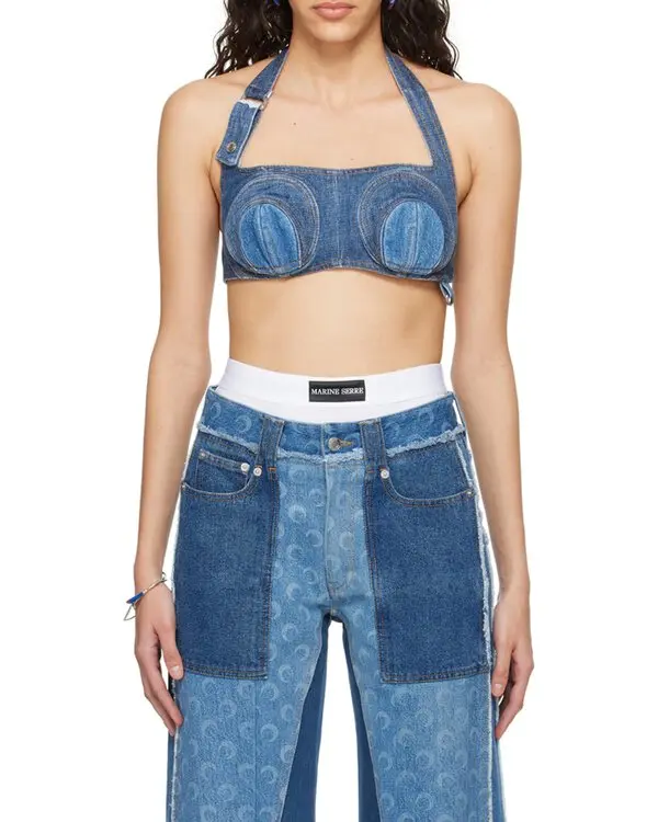 MARINE SERRE Regenerated Bra Underwear - Blue