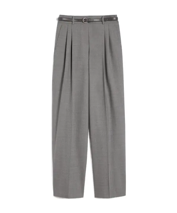 Max Mara Wool Twill Trousers - Medium Gray