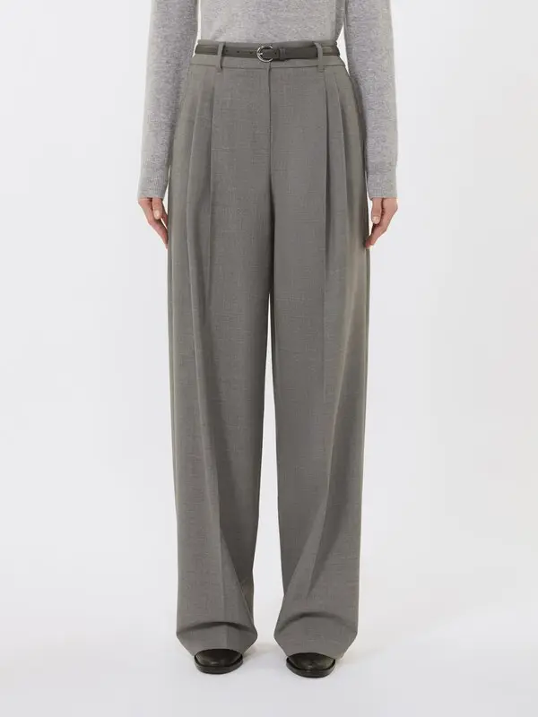 Max Mara Wool Twill Trousers - Medium Gray