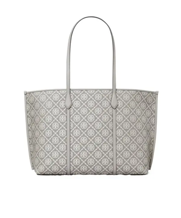 Tory Burch Perry T Monogram Print Tote Bag - Grey