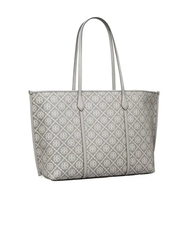 Tory Burch Perry T Monogram Print Tote Bag - Grey