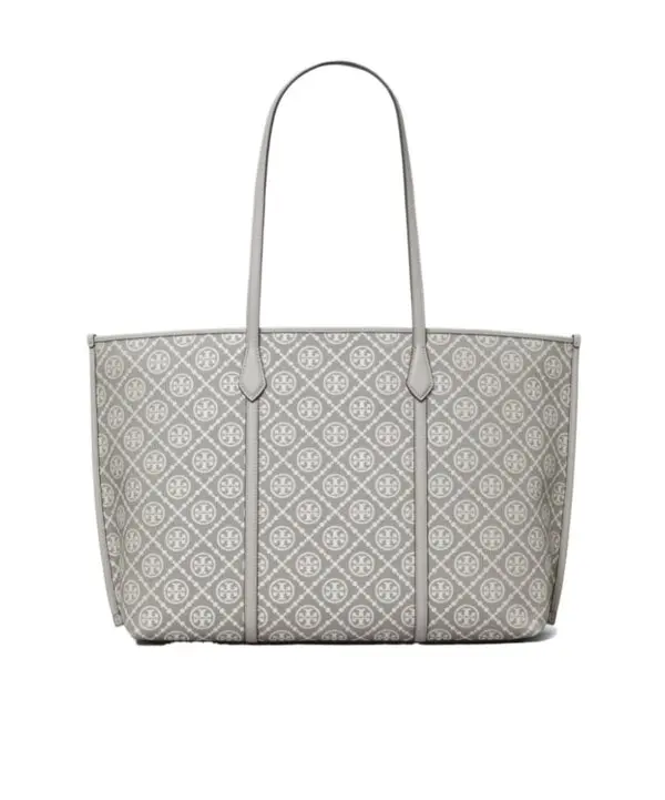 Tory Burch Perry T Monogram Print Tote Bag - Grey