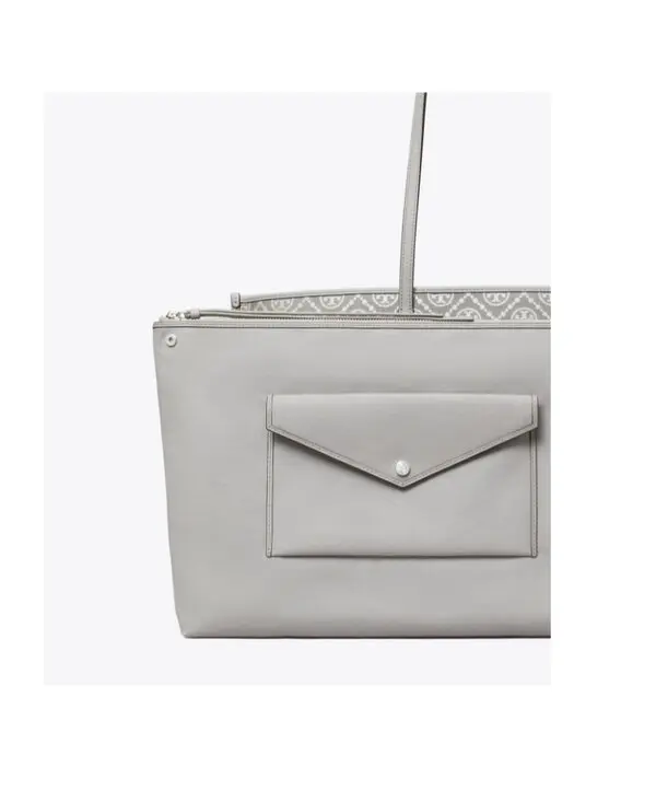 Tory Burch Perry T Monogram Print Tote Bag - Grey