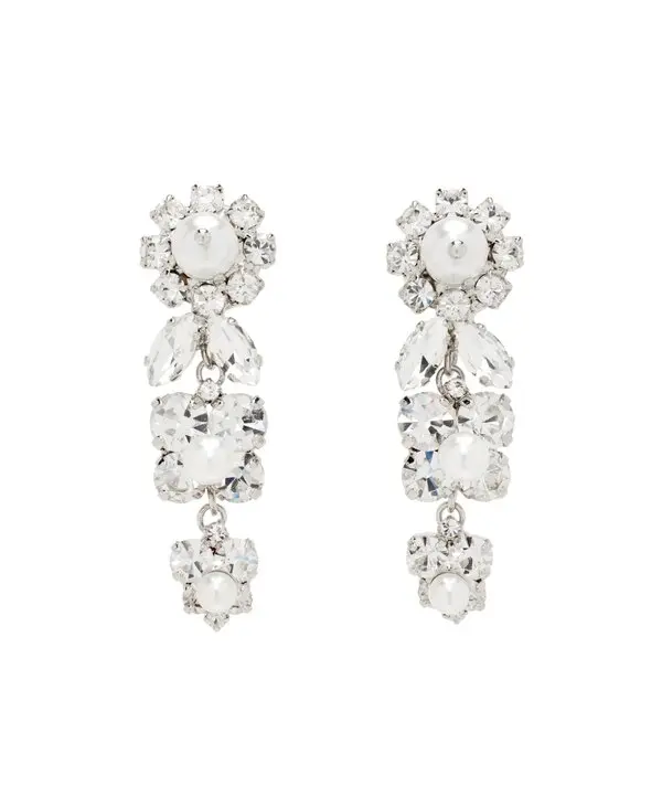 Simone Rocha Crystal And Faux Pearl Cluster Drop Earrings - White