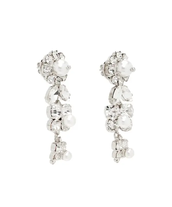 Simone Rocha Crystal And Faux Pearl Cluster Drop Earrings - White