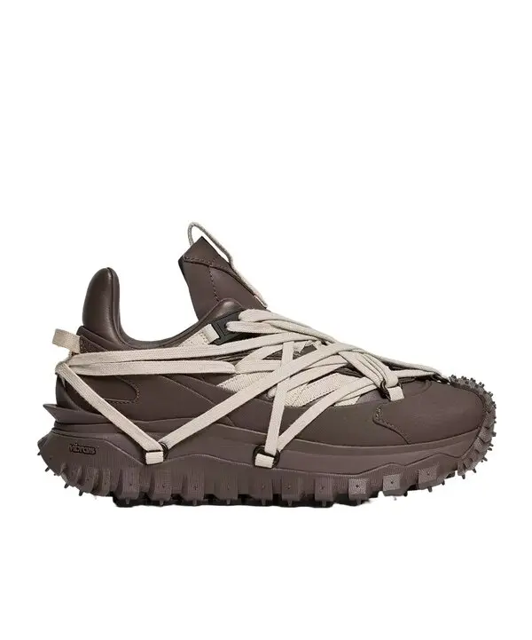 Moncler Trailgrip Megalace Leather Sneakers - Brown