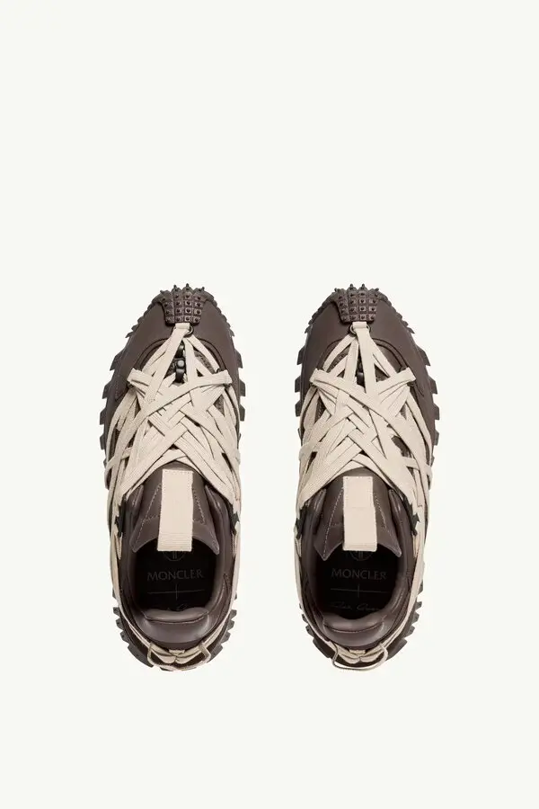 Moncler Trailgrip Megalace Leather Sneakers - Brown