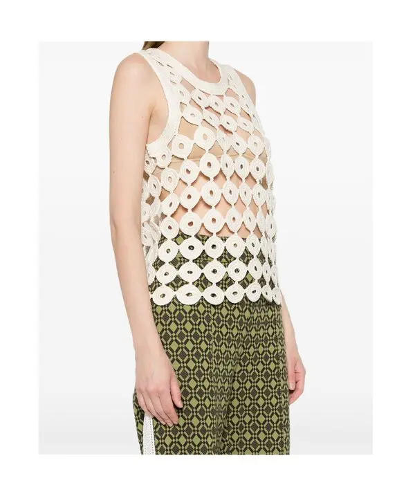 WALES BONNER Stanza Crochet Vest - Ivory