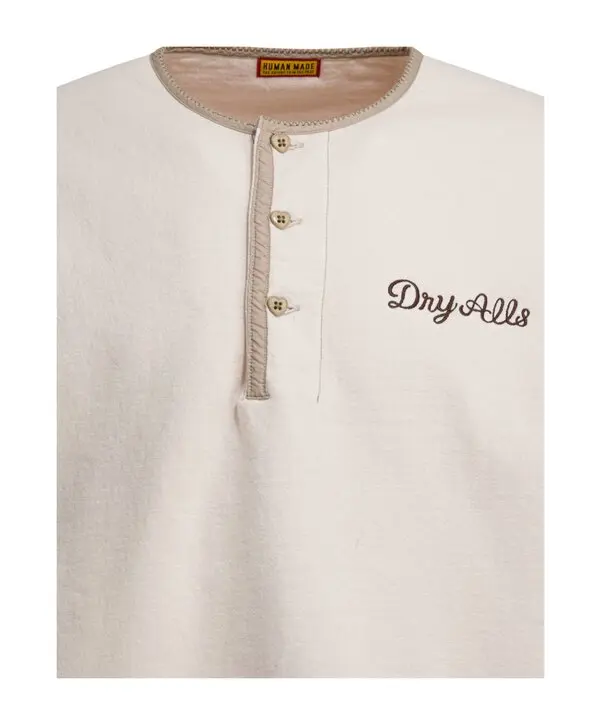 HUMAN MADE Brushed Cotton Henley Sweatshirt - White