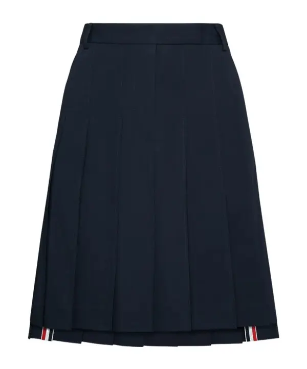 Thom Browne Rwb Stripe Pleated Mini Skirt - Navy Blue