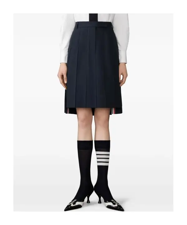 Thom Browne Pleated Mini Skirt With Rwb Stripes