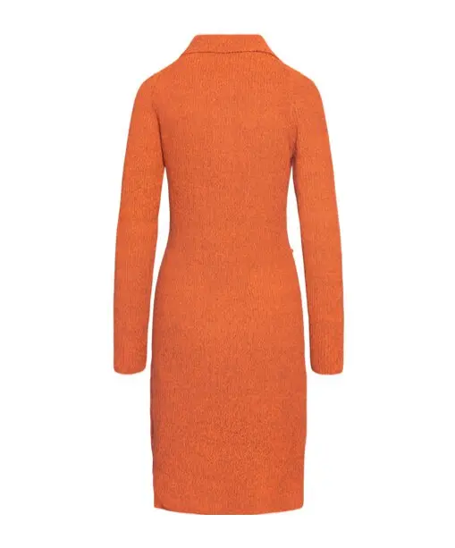 Acne Studios Polo Neck Long Sleeve Dress With Button Detail - Red