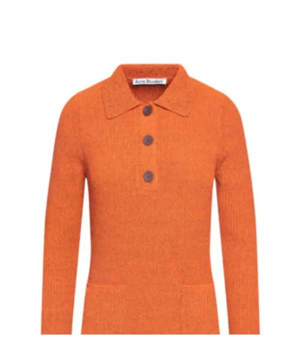 Acne Studios Polo Neck Long Sleeve Dress With Button Detail - Red