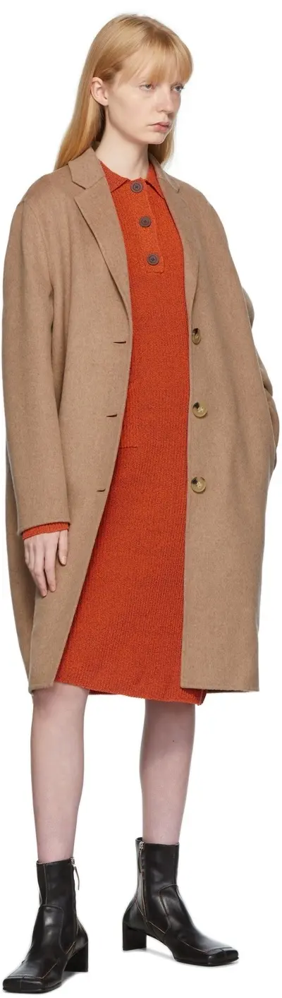 Acne Studios Polo Neck Long Sleeve Dress With Button Detail - Red