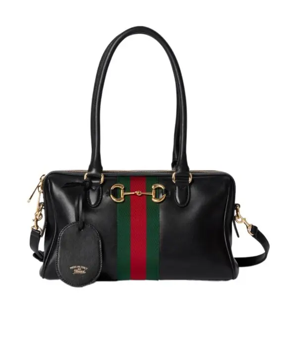 Gucci Medium Boston Bag With Horsebit Detail - Black