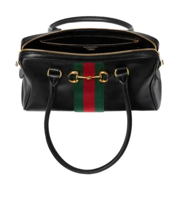Gucci Medium Boston Bag With Horsebit Detail - Black