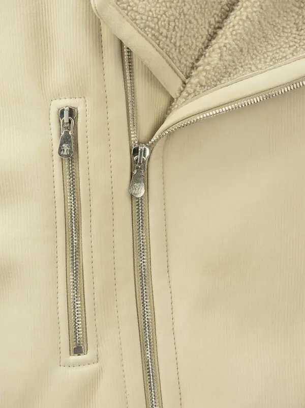 Brunello Cucinelli Zip-up Leather Vest With Fur Collar