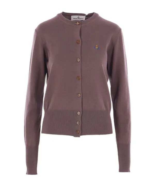 VIVIENNE WESTWOOD Orb Embroidered Knit Cardigan - Brown