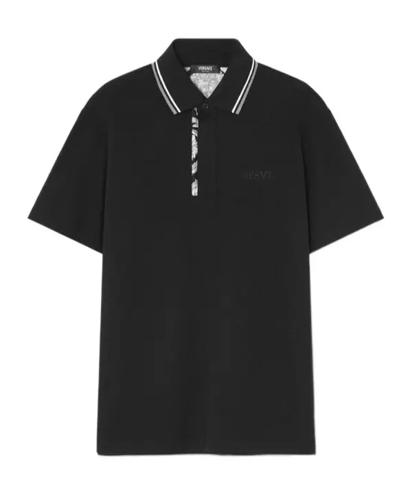 Versace Barocco Embroidered Short-sleeved Polo Shirt