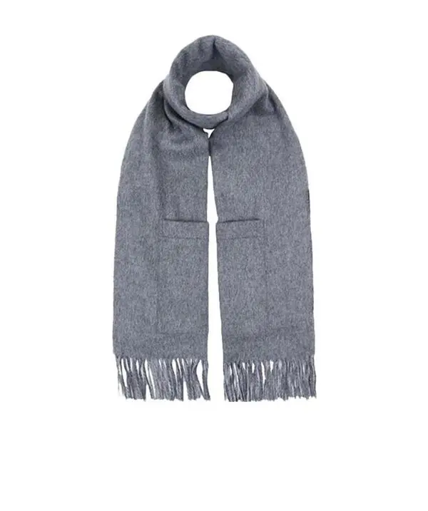 Burberry Cashmere Tassel Plaid Scarf - Gray