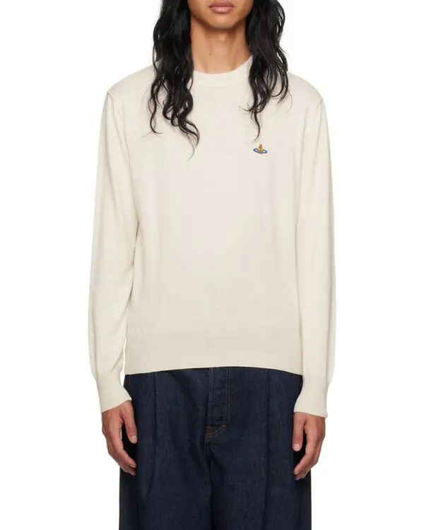 VIVIENNE WESTWOOD Orb Embroidered Long-sleeved Jumper - White