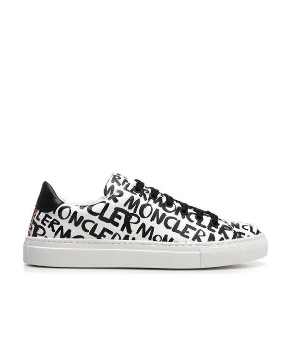 Moncler Printed Lace-up Sneakers - White