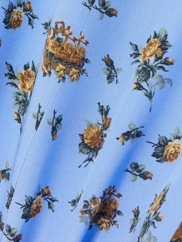 Alessandra Rich Floral Print Short Sleeve Bow Dress