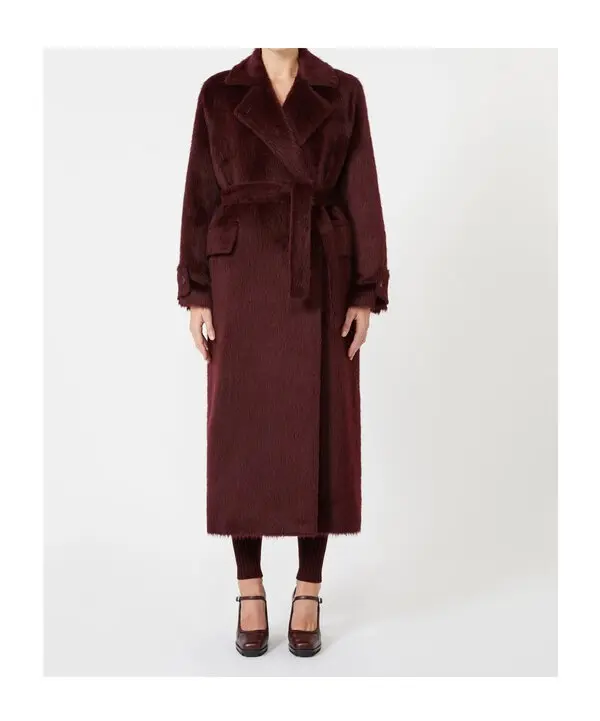 Max Mara Albata Tie-waisted Coat - Cherry