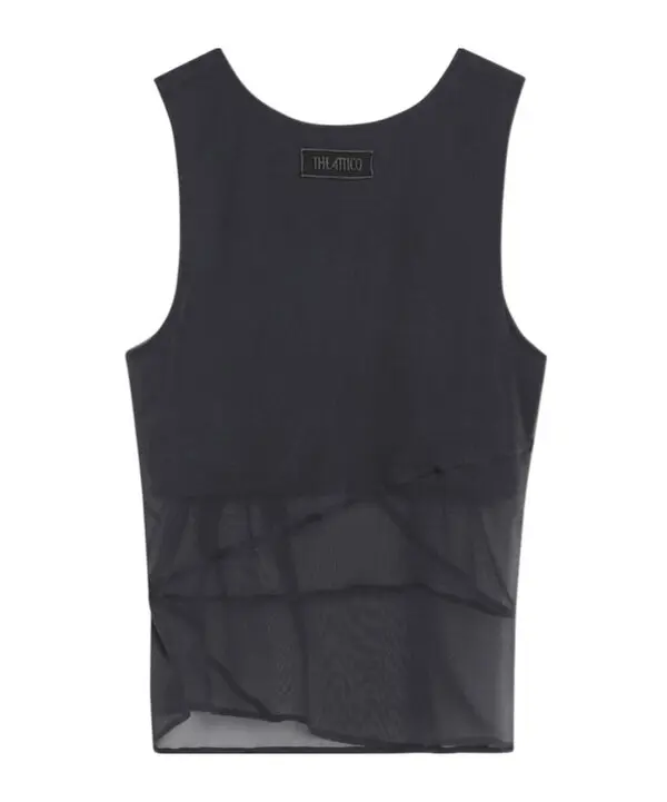 Attico Draped Sheer Top - Gray