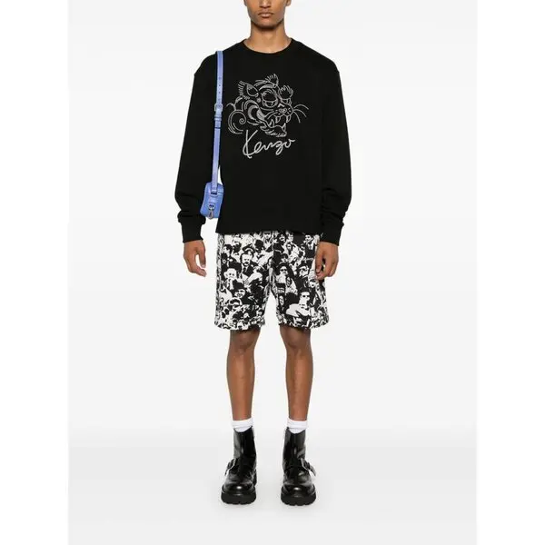 Kenzo Crewneck Drop Shoulder Sweatshirt With Logo Detail