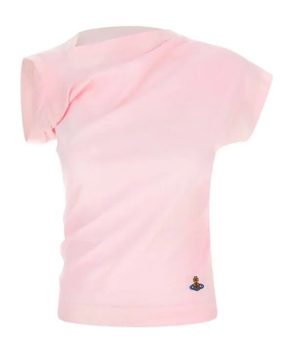 VIVIENNE WESTWOOD Asymmetrical T-shirt With Embroidered Logo - Pink