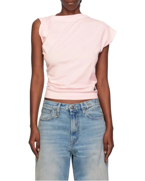 VIVIENNE WESTWOOD Asymmetrical T-shirt With Embroidered Logo - Pink