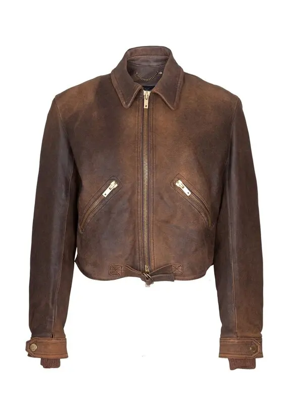 GOLDEN GOOSE Zip-up Gathered Leather Jacket