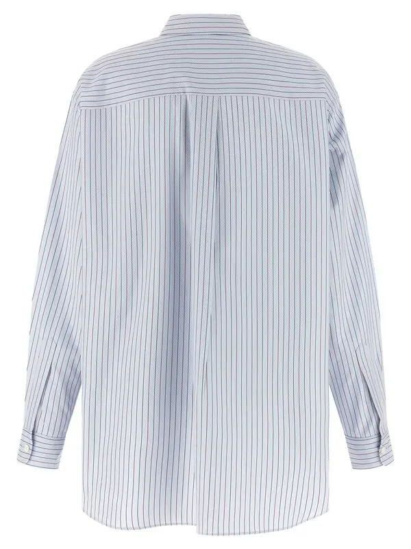Prada Striped Logo Embroidered Shirt