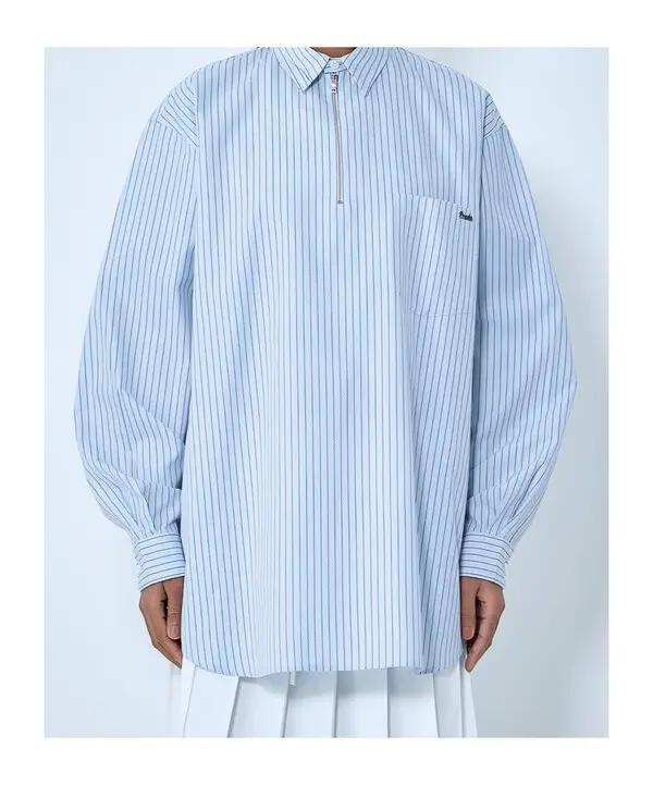 Prada Striped Logo Embroidered Shirt