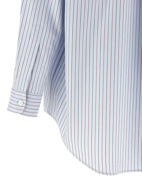 Prada Striped Logo Embroidered Shirt